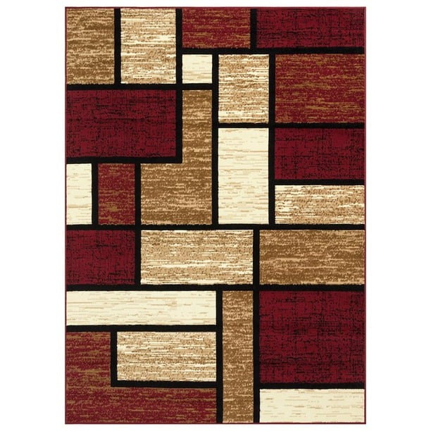 Princess 5x7 Geometric Swirl Abstract Area Rug 809 in Cream Burgundy ...