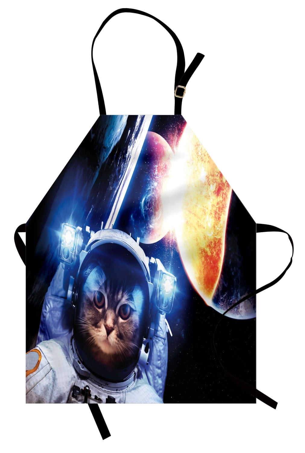Space Cat Apron Kitten with Space Suit Planets Nebula Supernova Eclipse ...