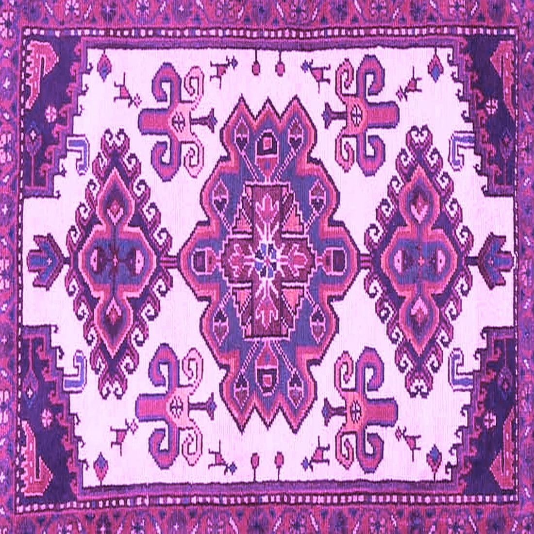 Ahgly Company Indoor Square Persian Purple Traditional Area Rugs, 6 ...