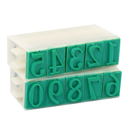 10 in 1 Plastic Rubber 0-9 Digits Detachable Numbering Stamp Green Off ...