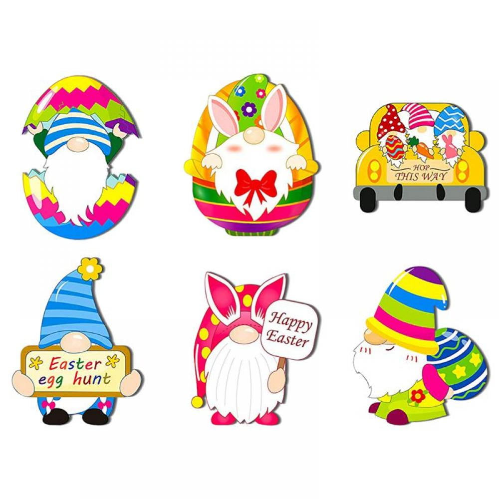 6pcs Easter Gnome Yard Sign Decorations, Easter Yard Signs with Stakes ...