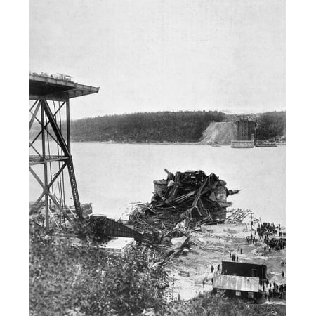 Quebec Bridge, 1907. /Nview Of The Quebec Bridge Following Its Collapse ...