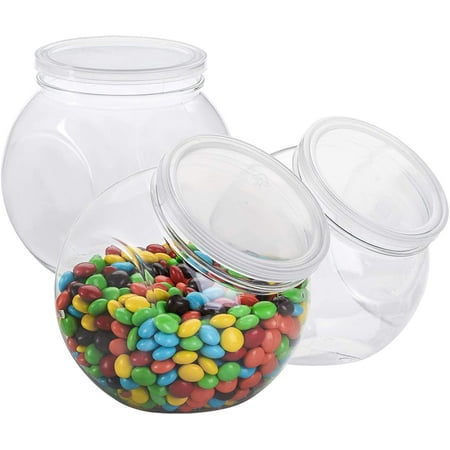 KSCD 3 Pack Candy Jars with Lids, 46 Oz Plastic Candy Jar Clear Cookie ...