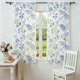 Blue Flower Birds Sheer Curtains for Living Room Bedroom, Country ...