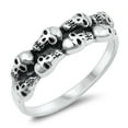 Creepy Oxidized Biker Skull Ring .925 Sterling Silver Band Jewelry ...