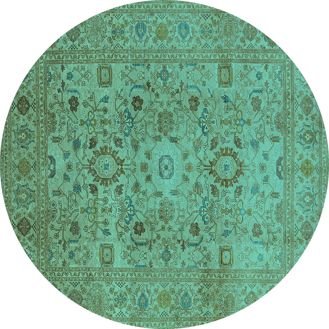 Ahgly Company Indoor Round Oriental Turquoise Blue Industrial Area Rugs ...