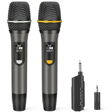 UHF Wireless Lavalier Microphone System with Headset & Lapel Mics, Dual ...