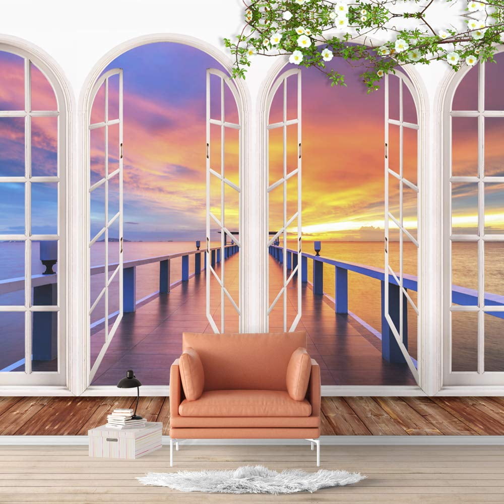 IDEA4WALL 6pcs Vies from French Window Peel and Stick Wallpaper ...