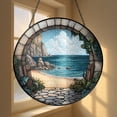 Coastal Beach Ocean View Stained Glass Window Hanging, Scenic Nautical ...