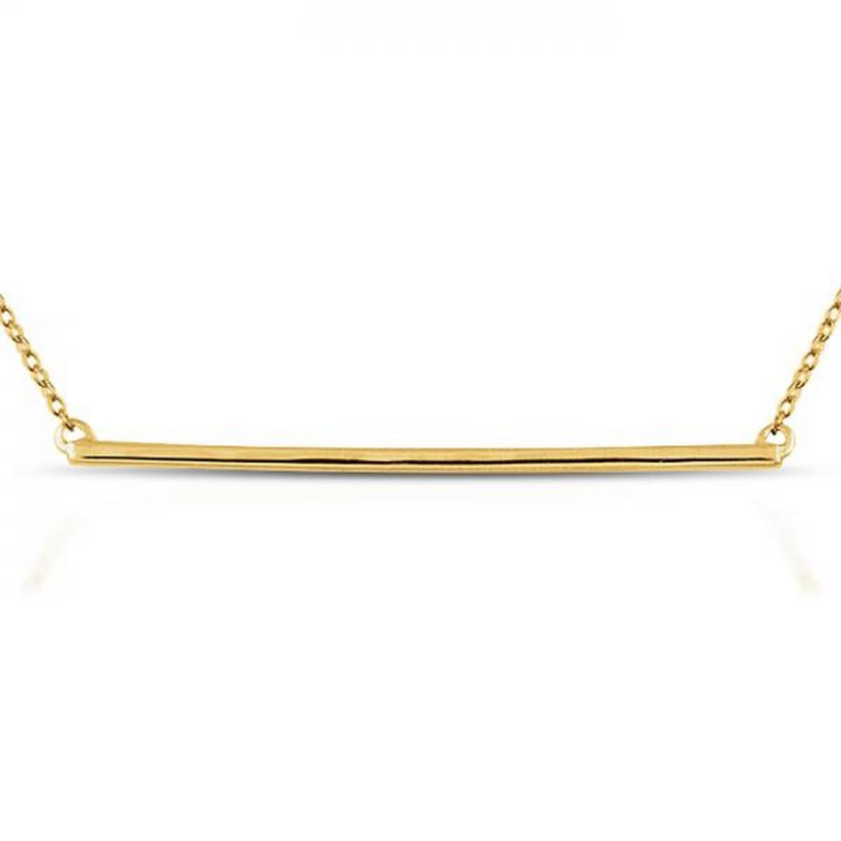 Horizontal Thin Straight Bar Pendant Necklace 14k Yellow Gold - Walmart.com