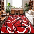 Abstract Wave Line Large Area Rugs 6x9ft Black White Red Geometric ...