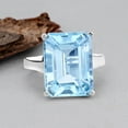 13x18 Sky Blue Topaz Ring, Real Blue Topaz Emerald Silver Solitaire ...