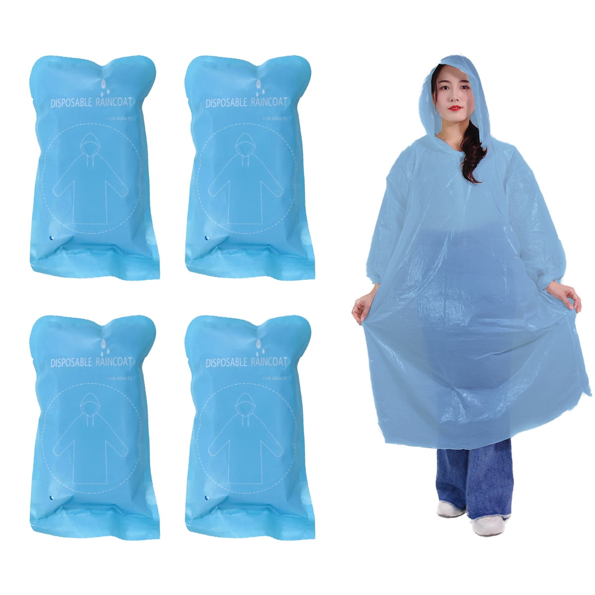 4 ponchos de lluvia para adultos: impermeable desechable grueso ...