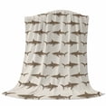 Abstract Sharks Fleece Throw Blanket Vintage Brown Fish Simple Style ...