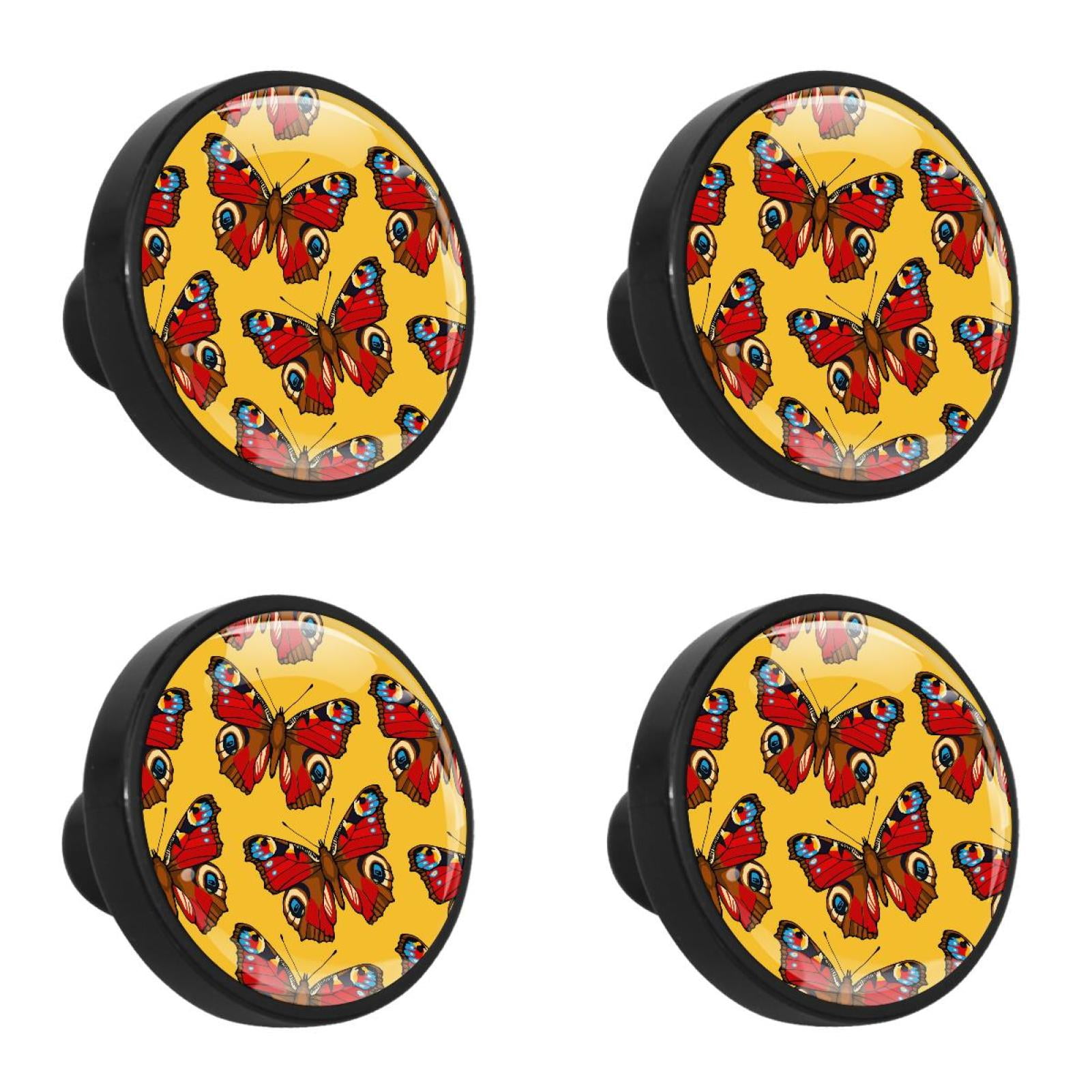 4 Pcs Peacock Butterflies Knobs for Kitchen Cabinet Cupboard Dresser Bookcase Drawer Pulls ...