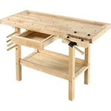 Olympia Tools Hard Wood Workbench, 4-Ft Length, Vise, Storage Shelf ...