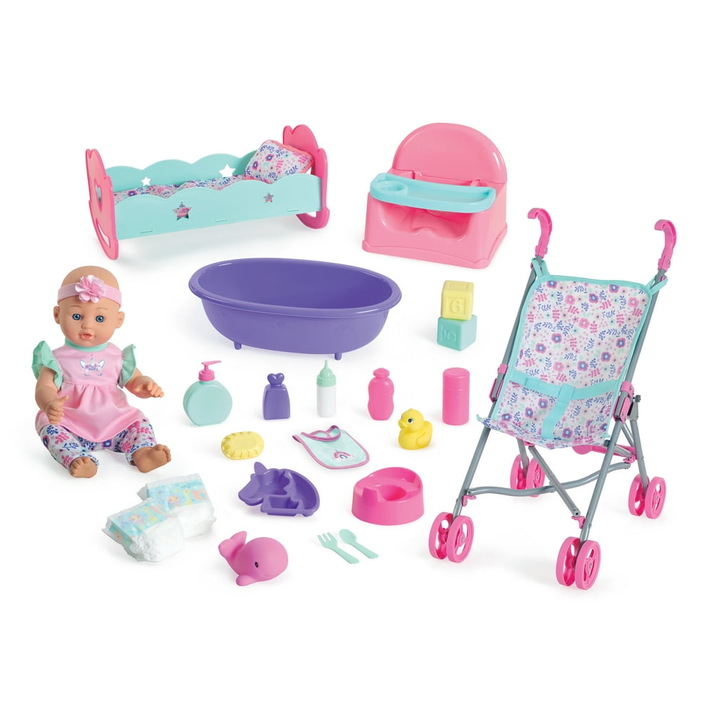 My Sweet Love Deluxe 14" Baby Doll Play Set, 23 Pieces - Walmart.com ...