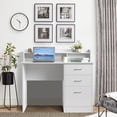 Ktaxon White Stable Gaming Computer Desk with 3 Drawers, Additional ...