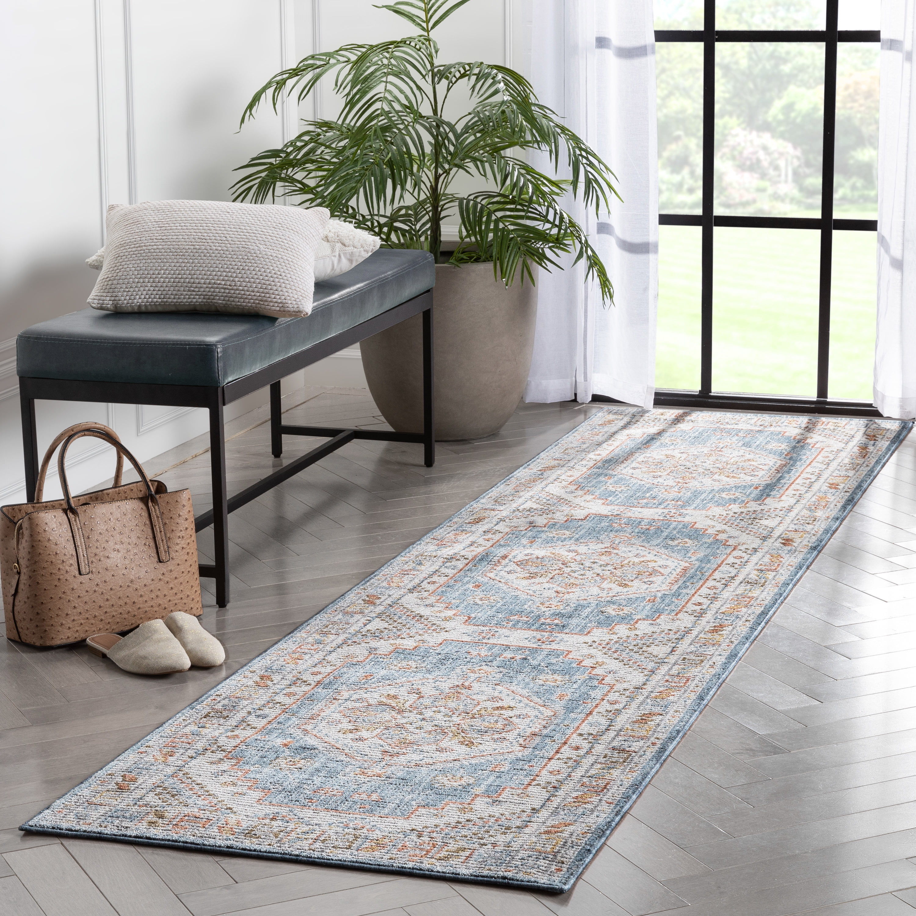 Well Woven Nambe Blue Vintage Persian Medallion 3x10 (2'7" x 9'10 ...