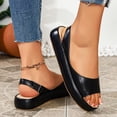 WAVSUF Womens Platform Flat Sandals Slip On Faux Leather Peep Toe ...