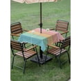 Color Wood Grain Square Outdoor Tablecloth with Umbrella Hole Country ...