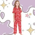 Girls 3pc Pajama Set Button Down Pjs Short Sleeve Top Shorts & Long ...