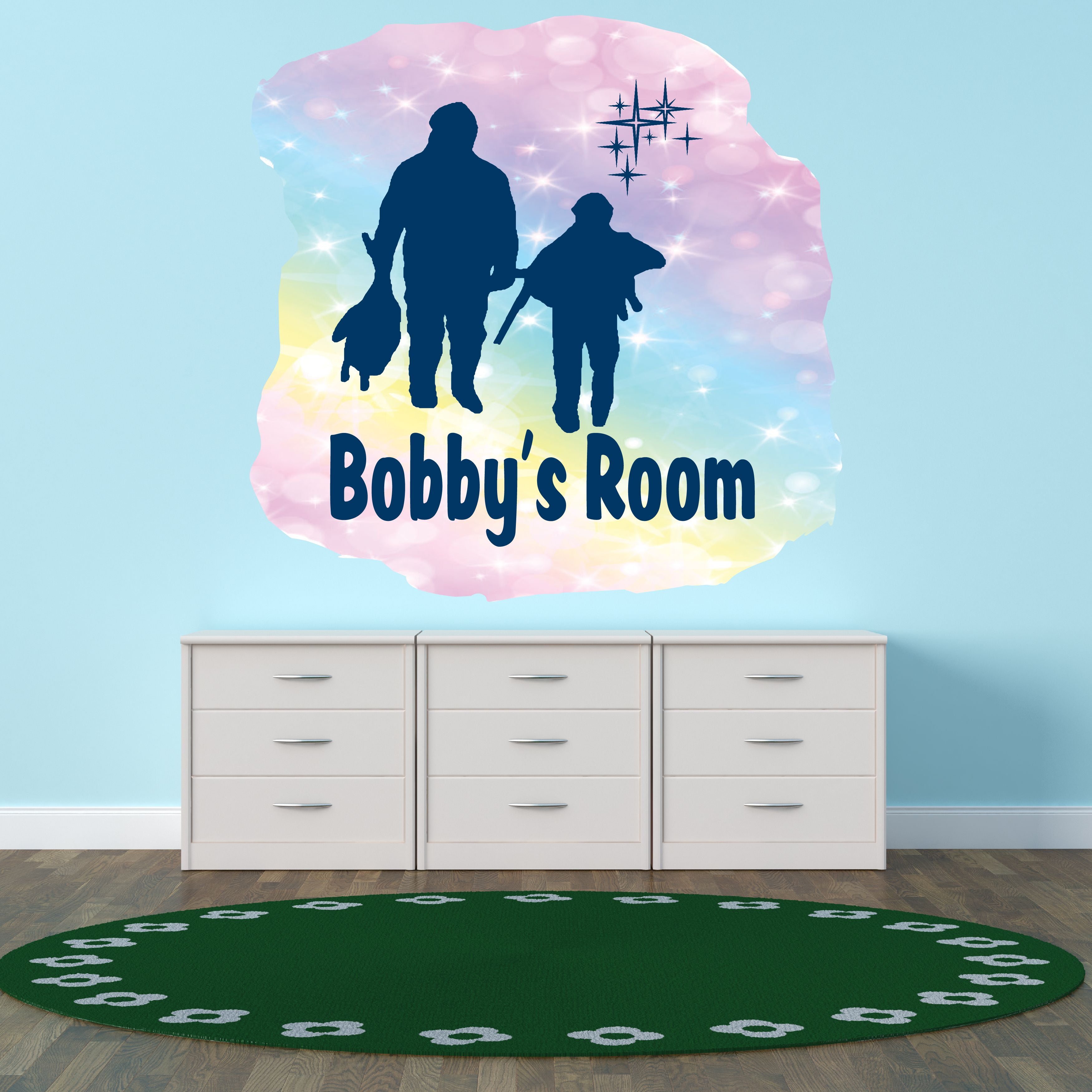 Personalized Sports Wall Decals for Boys Room - Father and Son Enjoying ...