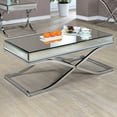 Furniture of America Monna Metal X-Cross Leg Coffee Table, Chrome ...