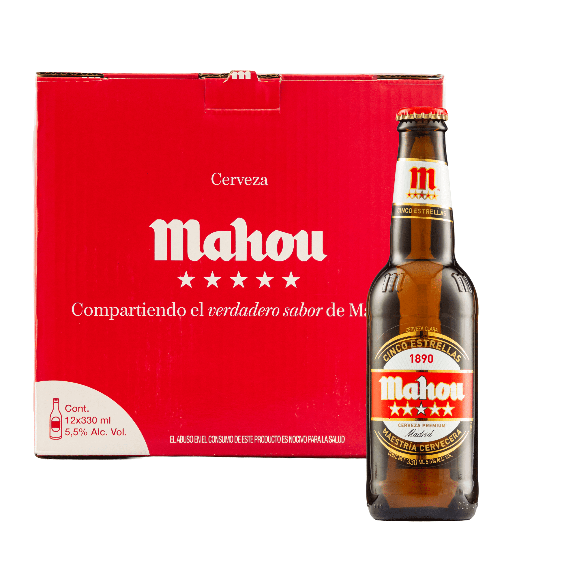 Cerveza Mahou 5 Estrellas 12 Pack 330 Ml Mahou Lager | Bodega Aurrera ...