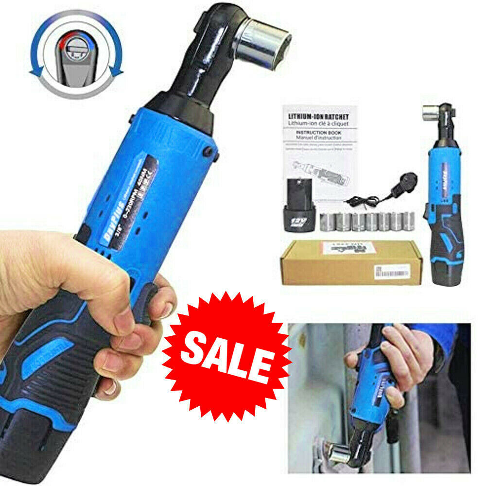 Bowoshen 2x Battery Cordless Impact Wrench Li-Ion Ratchet Rattle Nut ...