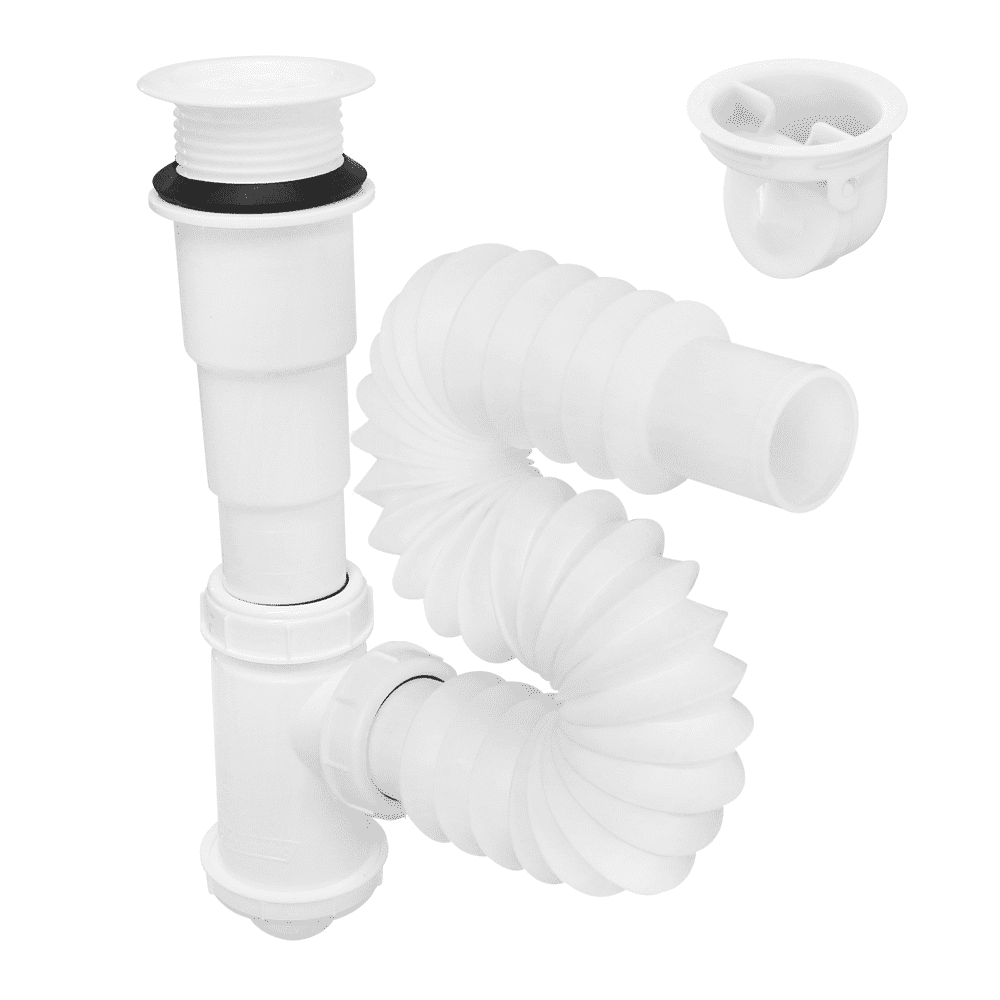 Céspol Flexible para fregadero Fleximatic Bote chico Rejilla blanca ...