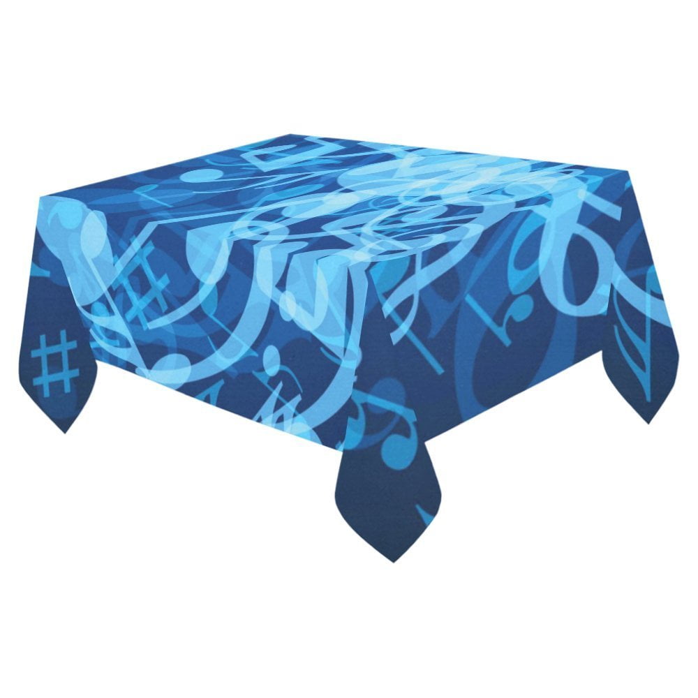MYPOP Blue Music Note Cotton Linen Tablecloth 52x70 inches Tablecover ...