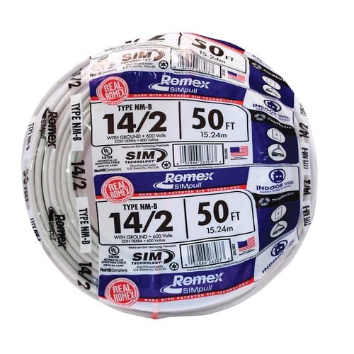 Romex SIMpull 14-2 CU NM-B W/G Wire - Walmart.com