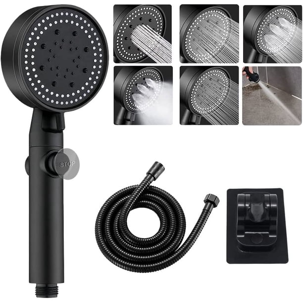 Shower head high-pressure booster with 1.5 m hose and bracket, 2023 5 ...