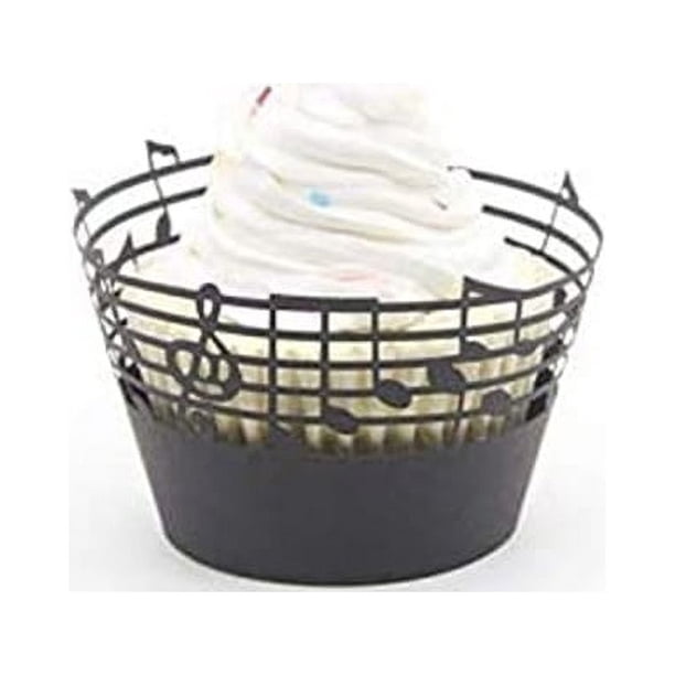 50PCS Music Notes Cupcake Wrappers Cupcake Decorations Lace Hollow ...