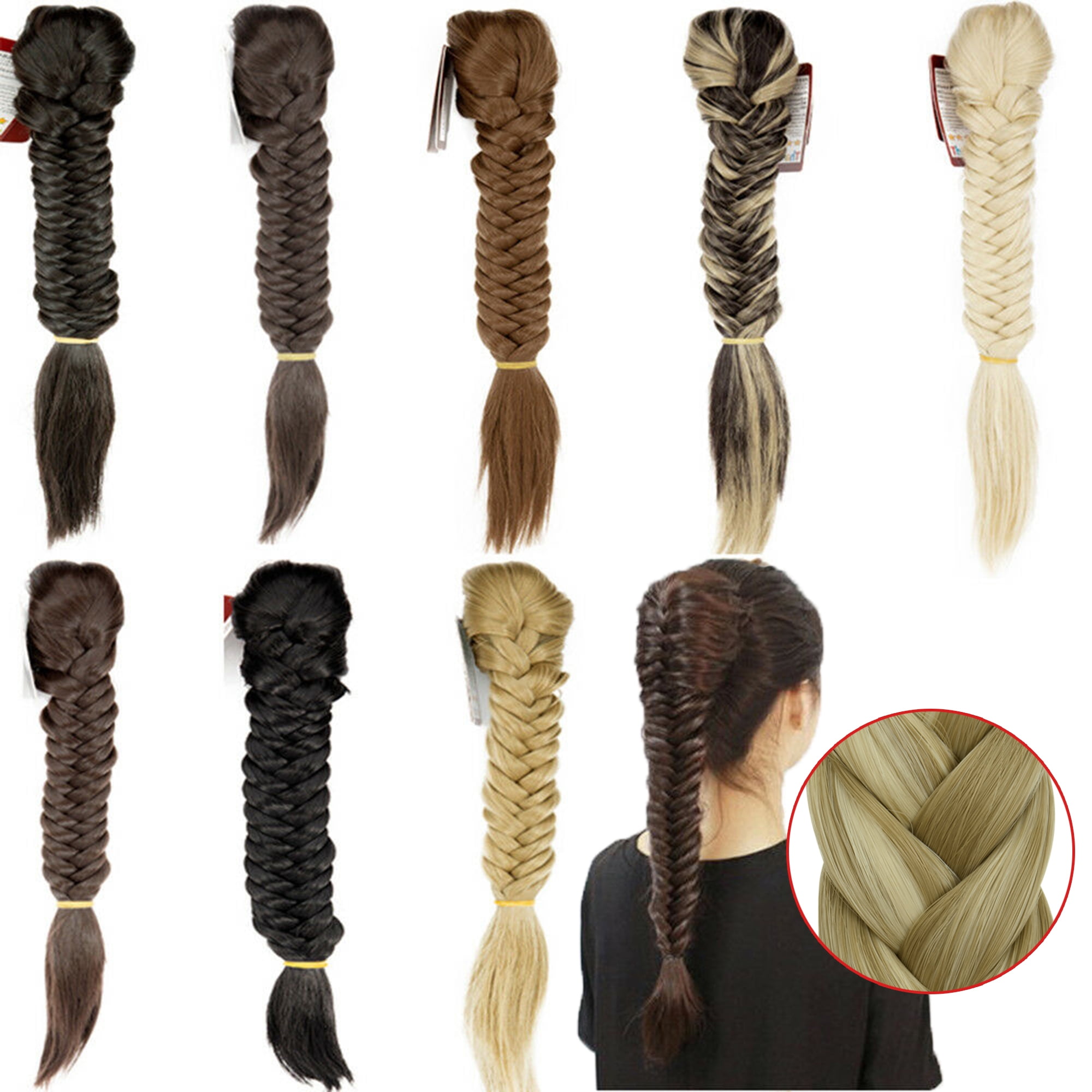 Fishtail Braid Ponytail Extension 21 Inch Claw Clip on in Ponytail ...