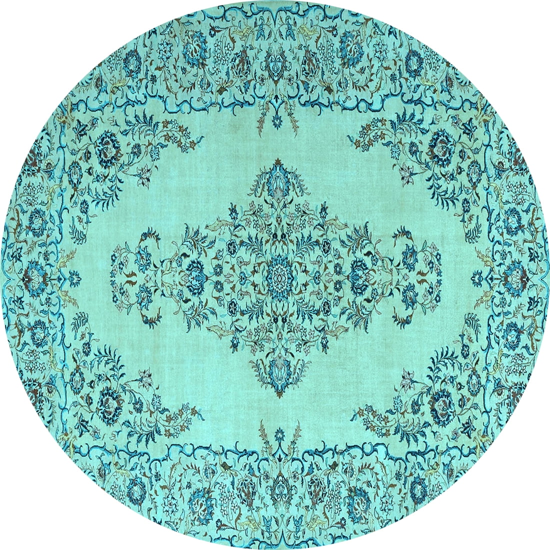 Ahgly Company Indoor Round Medallion Light Blue Traditional Area Rugs ...