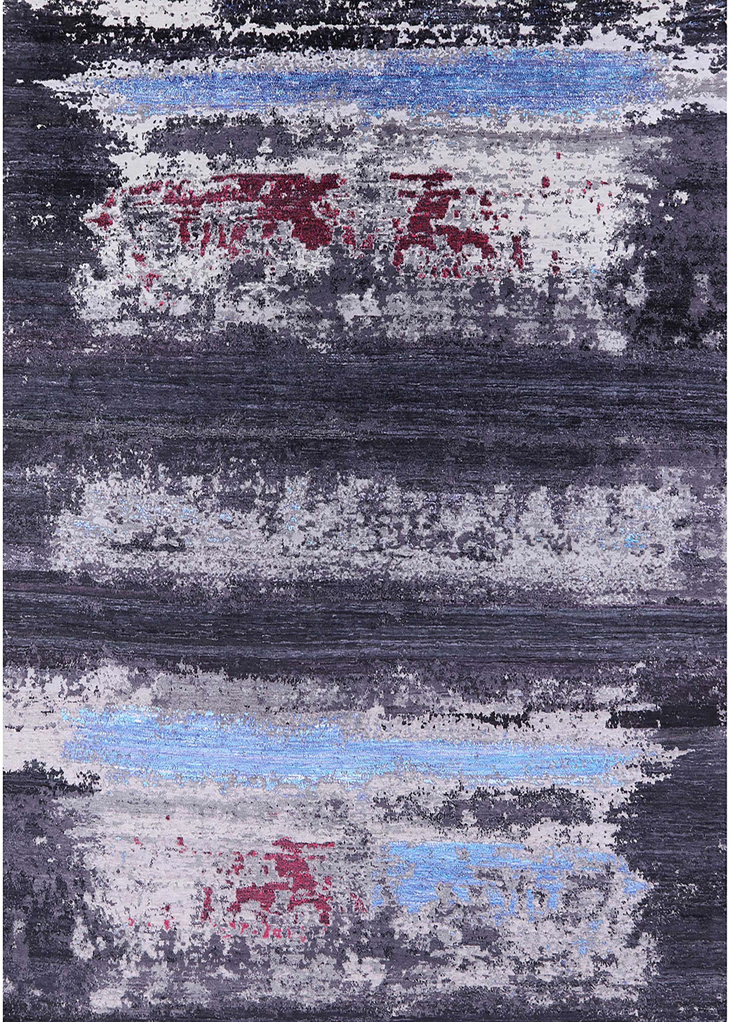 Ahgly Company Indoor Rectangle Mid-Century Modern Plum Purple Oriental ...