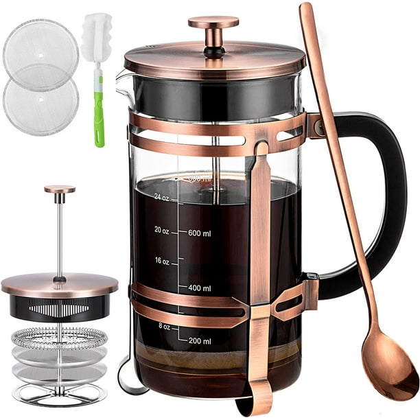 French Press Coffee Maker (34 oz) with 4 Filters - 304 Durable ...