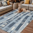 Blue Waves Outdoor Rug 5x7 ft Coastal Abstract Indigo Curvy Lines Non ...