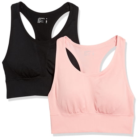 Jockey Women's 2 Pack Seamless Long Line Bra, Black/Blossom, Small ...