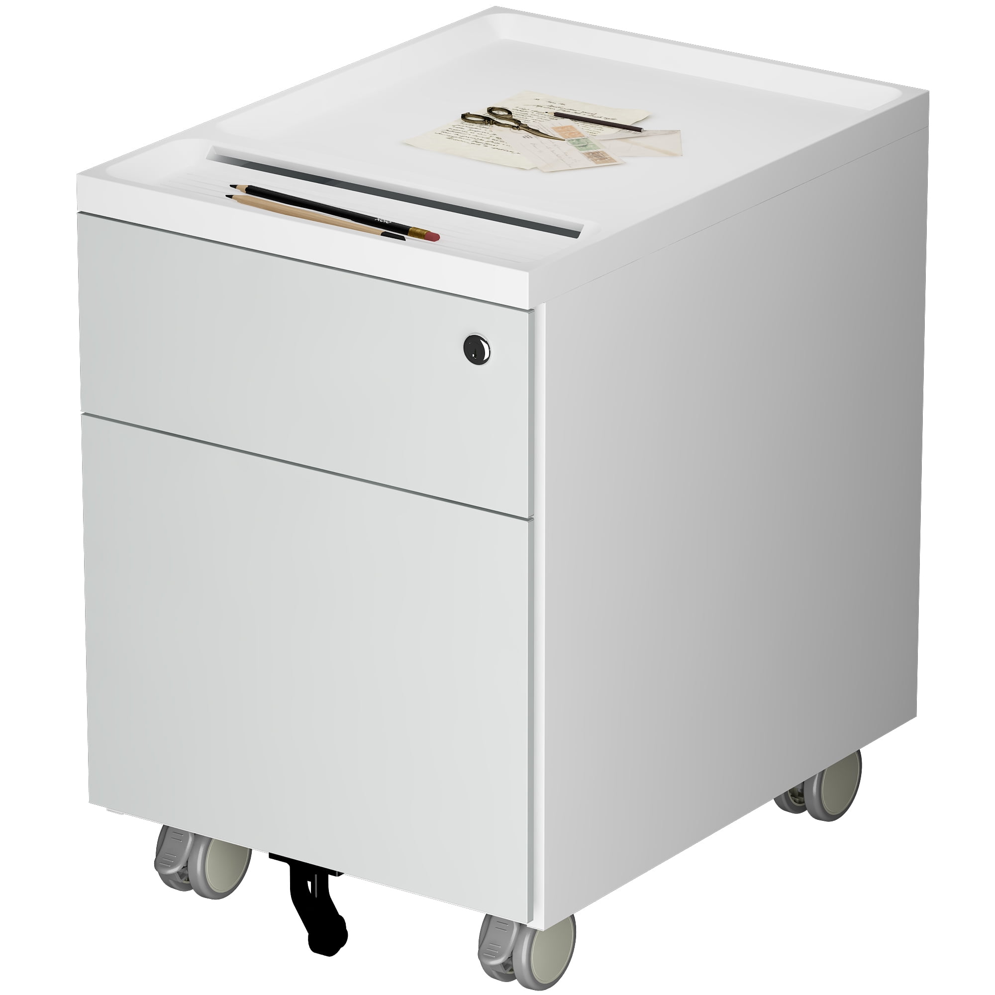 Cubespace 2-Drawer Vertical Filing Cabinet with Wheels Brake, Mobile ...