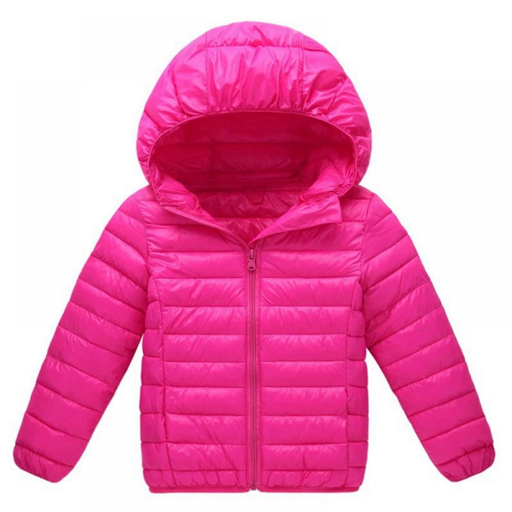 Kids Boy Girl Outerwear Winter Warm Hooded Puffer Jacket Lightweight Water-Resistant Puffer Hood ...