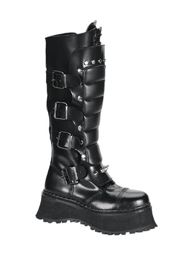 PRAV2BLE,Ravage-ii, Buckled Steel Toe Black Leather Warrior Boots ...
