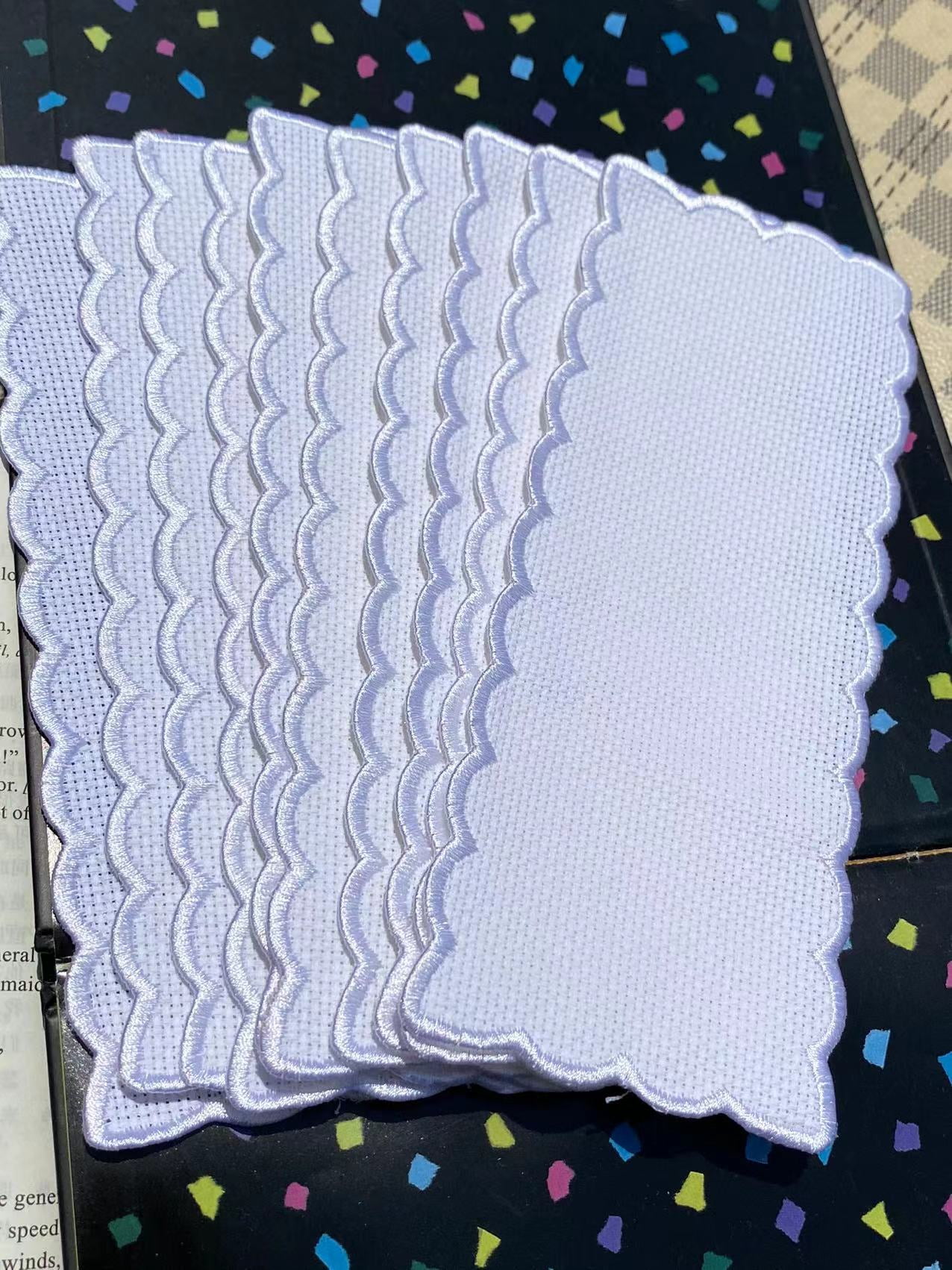 11 pcs 18 count white Embroidery Edged Blank Cross Stitch Bookmark ...