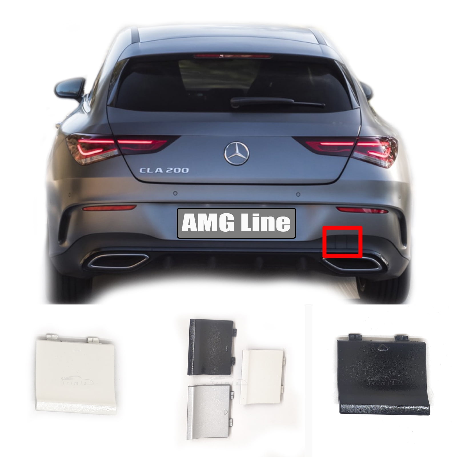 Trimla Rear Tow Cover Fit 16-19 Mercedes-Benz CLA Coupe W117 Facelift ...