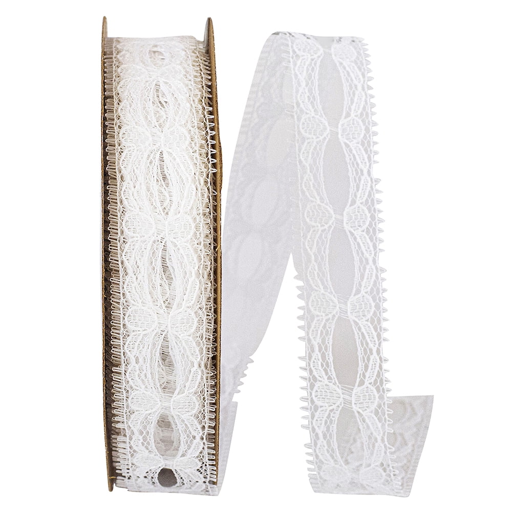 Premium Ribbon Beaded Lace White Lace 2 Ribbon 3/4" - 25 Yards ...