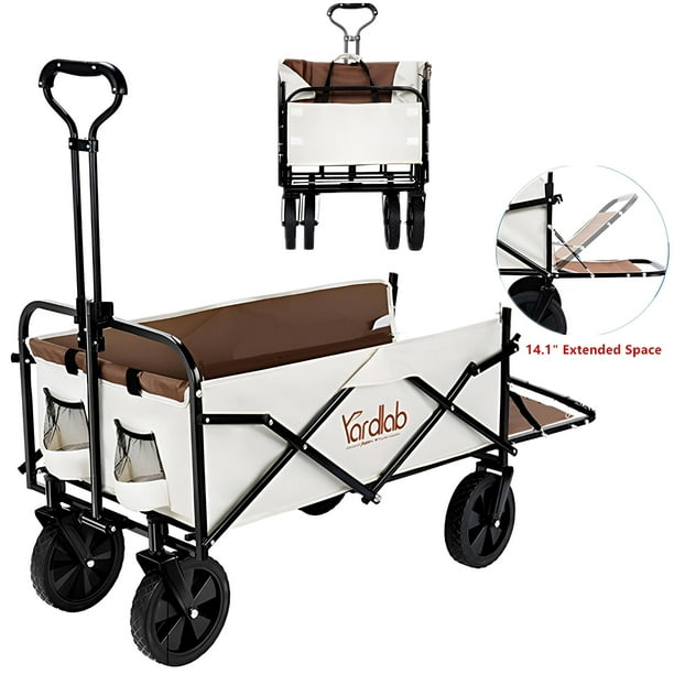 Extra Large Collapsible Folding Wagon with 14" Extended Tailgate, Heavy ...
