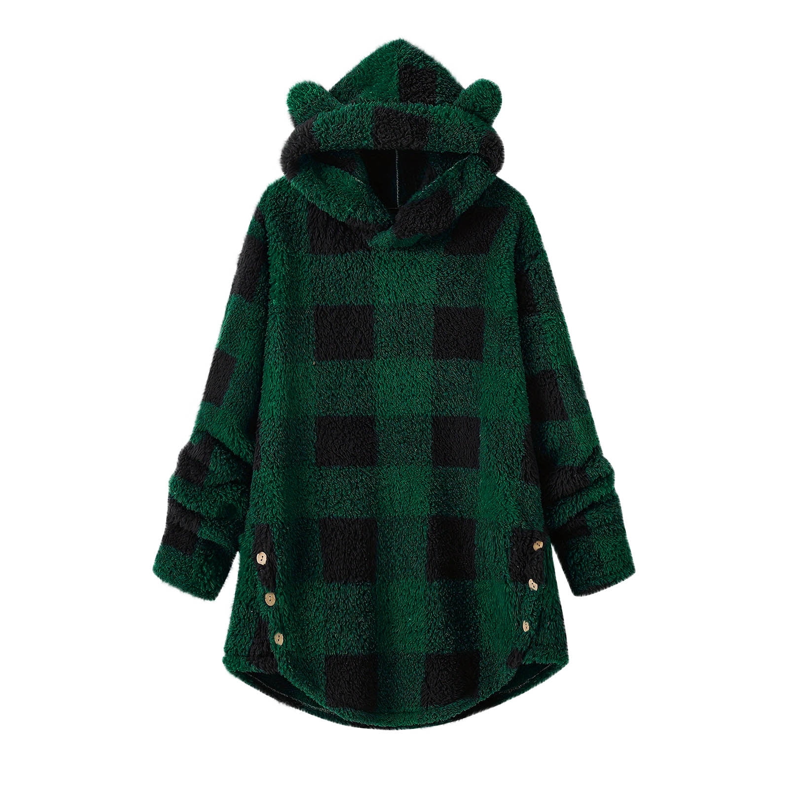 Click here for Plebaso Womens Fuzzy Hoodies Plaid Comfy Sherpa Pu... prices
