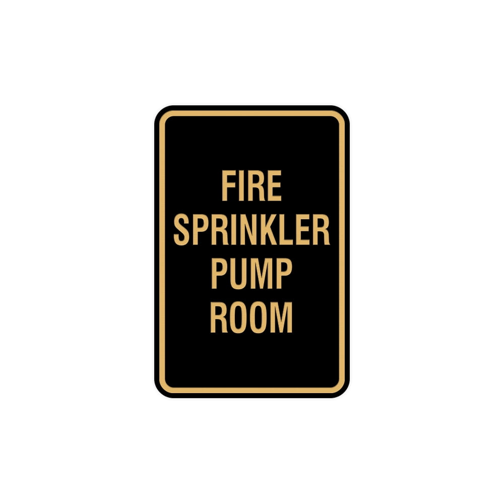 Portrait Round Fire Sprinkler Pump Room Sign (Black Gold) - Large 6" x ...
